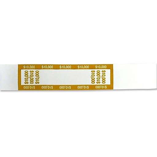 CONTROLTEK $10000 Currency Strap, White/Mustard, 1000/Pack (560022 ...