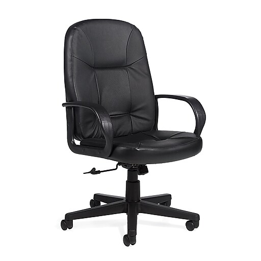 Global Arno High Back Tilter Custom Leather Chair, Black | Staples