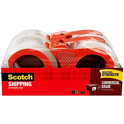 Scotch Commercial Grade Shipping Packing Tape with Dispensers, 1.88" x ...
