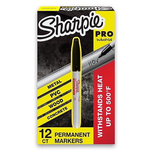 Sharpie Industrial Permanent Markers, Fine Tip, Black, Dozen (13601A ...