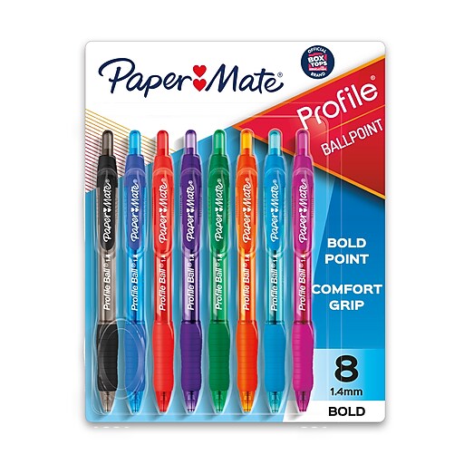 Paper Mate Profile Retractable Ballpoint Pen, Bold Point, Assorted Ink ...