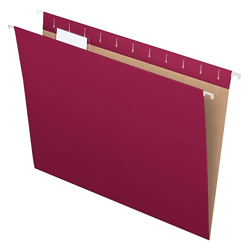 Pendaflex Recycled Hanging File Folders, 1/5 Tab, Letter Size, Burgundy ...