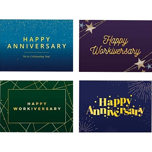 Baudville Workiversary Cards with Envelopes, 5" x 7", Assorted Colors ...