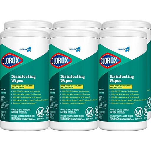 CloroxPro Disinfecting Wipes, Fresh Scent, 75 Wipes/Container, 6/Carton ...