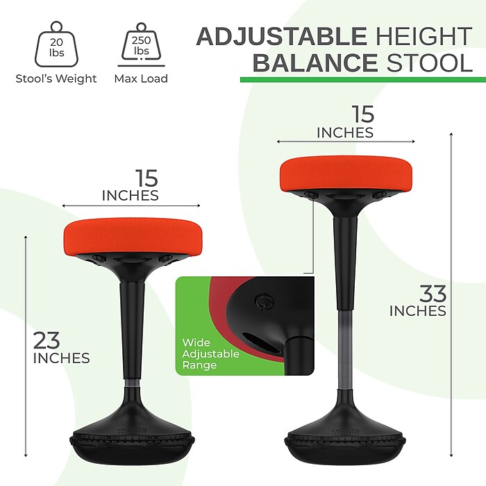 Uncaged Ergonomics Wobble Fabric Backless Stool Red WSR Staples