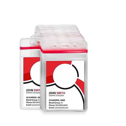 Staples Vertical Sealable ID Badge Holders, 5" x 3", Vinyl, Clear, 50 ...