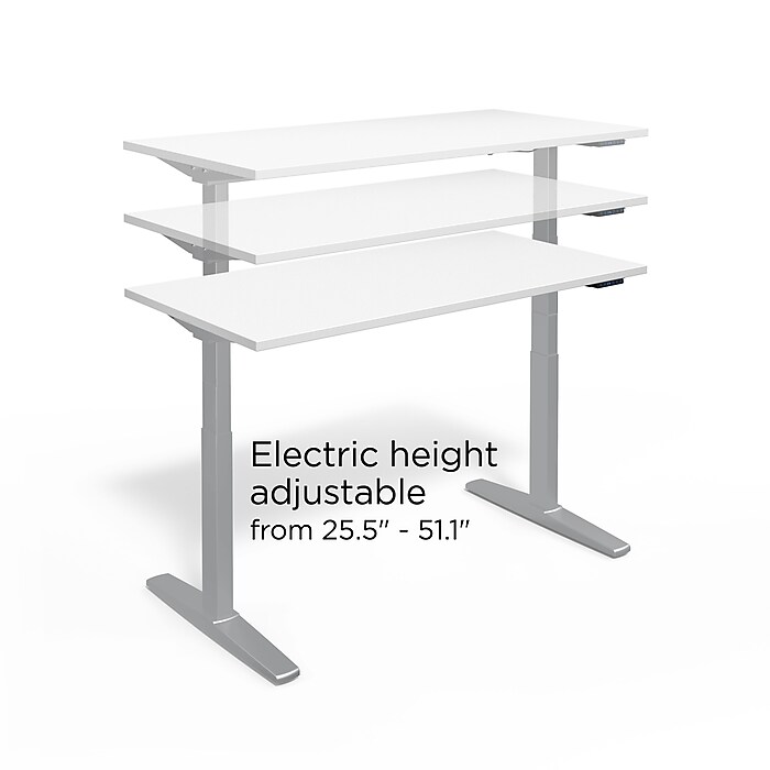 Union Scale 55 W Electric Rectangular Adjustable Standing Desk with Micro Movements White UN62092 Staples