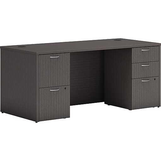HON Mod 66"W Computer Desk, Slate Teak (HLPLDS66PSTM1) | Staples