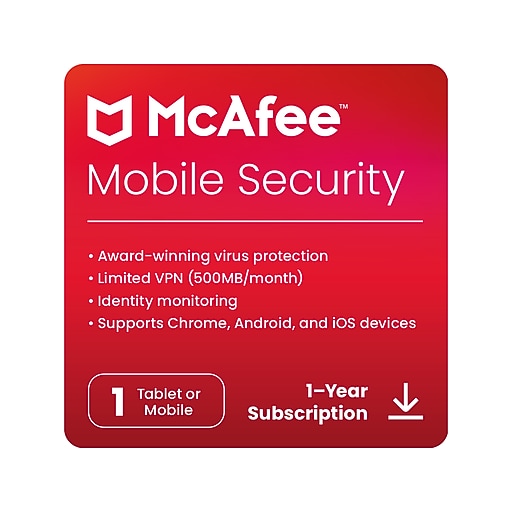 McAfee Mobile Security for 1 User, Android/iOS/ChromeOS, Download ...