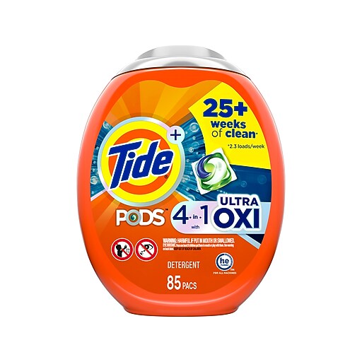 Tide PODS Ultra Oxi Laundry Detergent Capsules, 85 Capsules/Pack (03621 ...