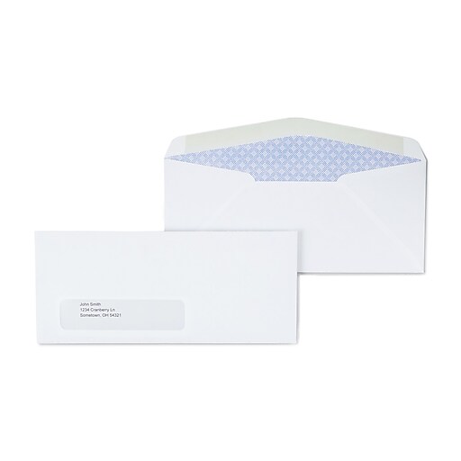 Staples Gummed Security Tinted #10 Business Window Envelopes, 4 1/8" x ...