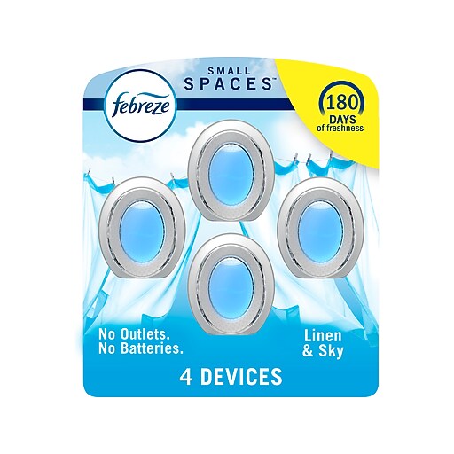 Febreze Small Spaces Air Freshener, Linen & Sky Scent, 0.25 Fl. Oz., 4 ...