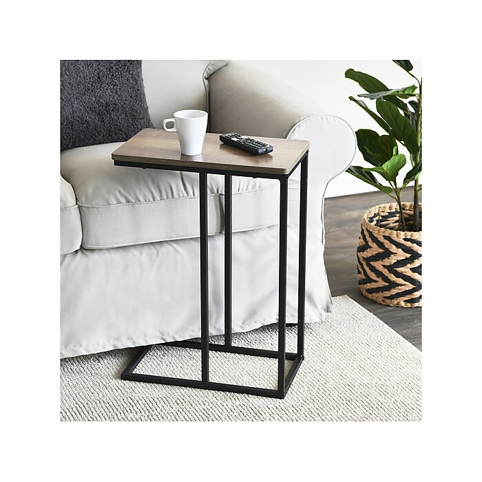 Household essentials grey top black frame ashwood round coffee table store