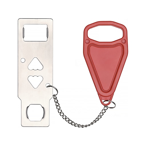 Excello Global Products Metal Portable Door Lock, Silver/Red (SPLS-TRVL ...