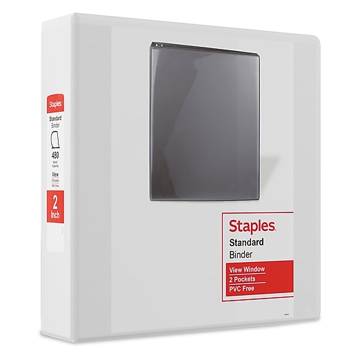 Staples 2" 3-Ring View Binders, D-Ring, White, 6/Pack (55411CT/26444CT ...