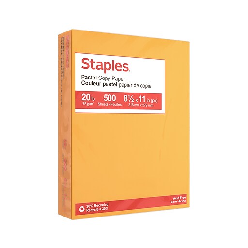 Staples Pastel 30% Recycled Color Copy Paper, 20 lbs., 8.5" x 11 ...