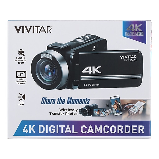 Vivitar DVR E401 42MP 4K Digital Camcorder, Black (DVRE401-BLK-STK-4 ...