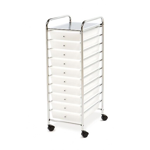 Seville Classics 10-Drawer Organizer Cart, Frosted White (SHE16218WB ...