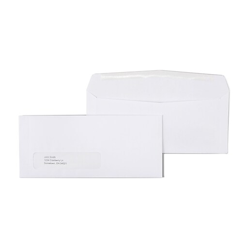 Staples Gummed #10 Business Envelope, 4 1/8" x 9 1/2", White Wove, 500 ...