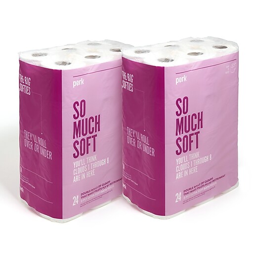 Perk™ Ultra Soft Toilet Paper, 2-ply, White, 154 Sheets/Roll, 48 Rolls ...