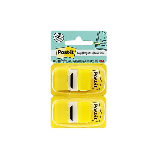 Post-it Flags Value Pack, 1" Wide, Yellow, 50 Flags/Dispenser, 12 ...