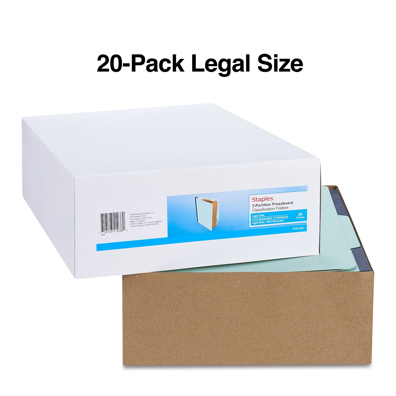 Staples Classification Folders 2/5-Cut Top Tab Ltr 3 Dividers Lt Bl 20 ...