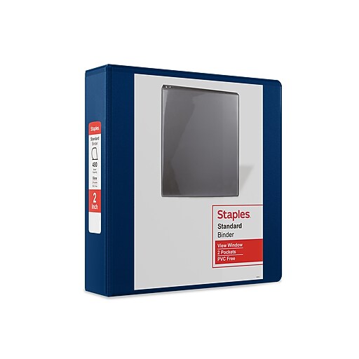 Staples 2" 3-Ring View Binder, D-Ring, Navy Blue (26445-CC) | Staples