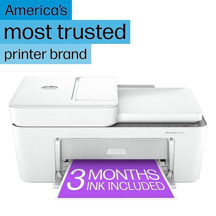 HP DeskJet 4255e Wireless Color All In One Inkjet Printer Print Scan Copy Best for Home 3 Months FREE Ink 588S6A Staples