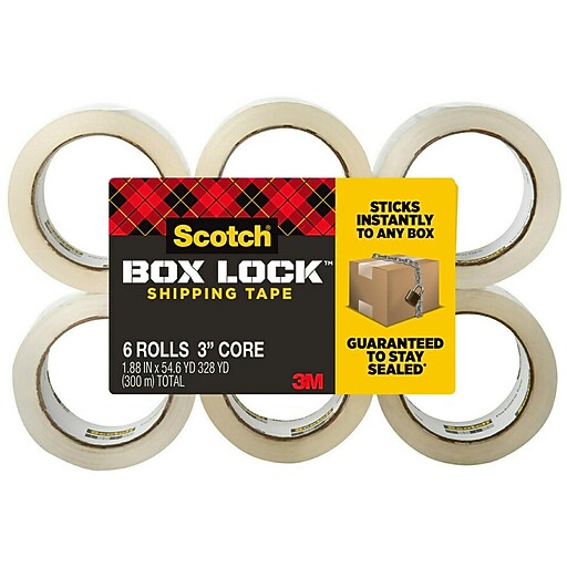 Scotch Box Lock Shipping Packing Tape, 1.88 in x 54.6 yds., Clear, 6 ...
