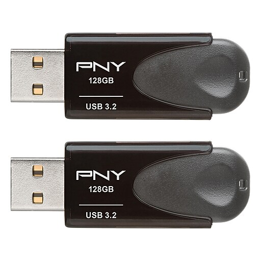 PNY Elite Turbo Attache 4 128GB USB 3.2 Flash Drive, Black, 2/Pack (P-FD128X2TBAT4G) | Staples