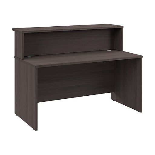 Bush Business Furniture Arrive 60"W Reception Desk with Shelf, Storm ...