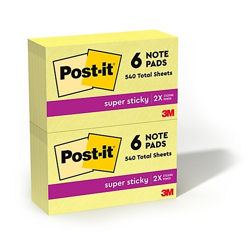 Post-it Super Sticky Notes, 3" x 5", Canary Collection, 90 Sheet/Pad ...