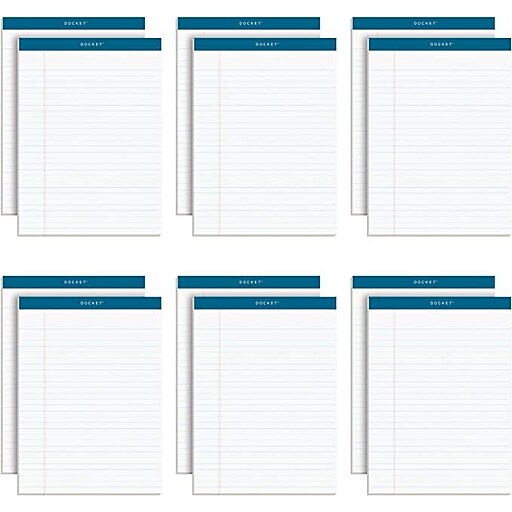 TOPS Docket Notepad, 8.5" x 11.75", Legal Ruled, White, 50 Sheets/Pad ...