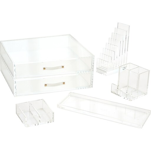 Russell+Hazel Trendsetter 6-Piece Desk Organizer Set, Acrylic, Clear ...