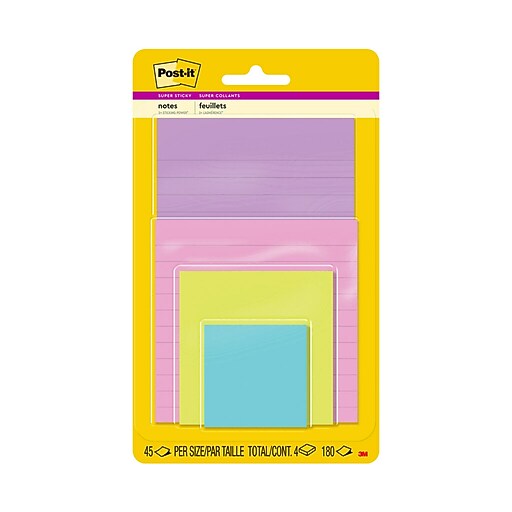 Post-it Super Sticky Notes, Assorted Sizes, Supernova Neons Collection ...