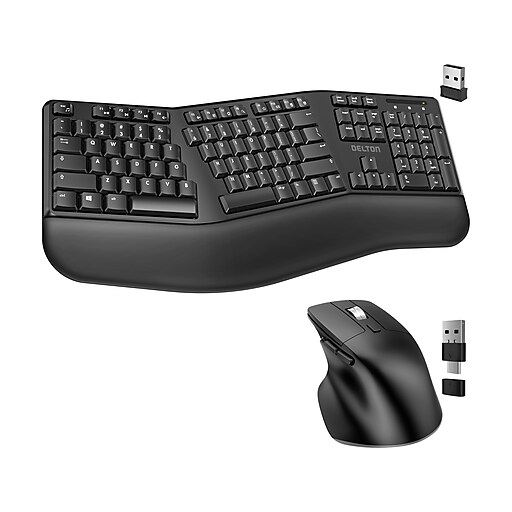 Delton G18 Wireless Ergonomic Computer Keyboard and Optical Mouse Combo ...