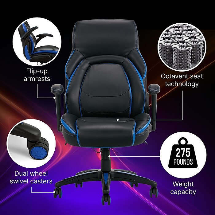 Dormeo Ergonomic Faux Leather Swivel Manager s Chair Blue 60030 BLU Staples