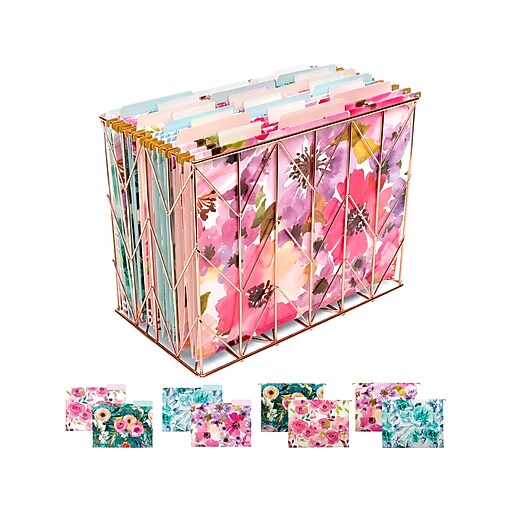 Global Printed Products Deluxe Designer Floral Hanging File Folder Kit ...