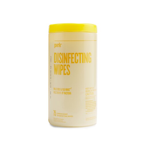 Perk™ Disinfecting Wipes, Lemon, 75 Wipes (PK56665) | Staples