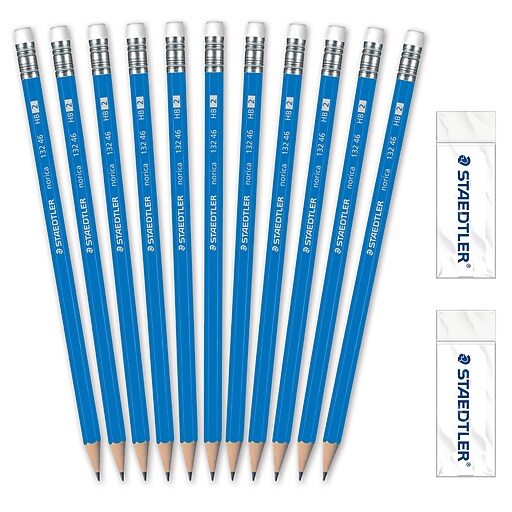 Staedtler Pre-Sharpened Wooden Pencil with Block Erasers, #2 Medium ...