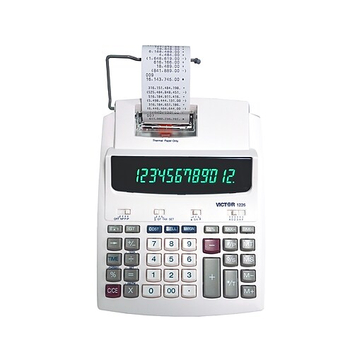 Victor 12-Digit Basic Calculator with Thermal Printer, White (1226 ...