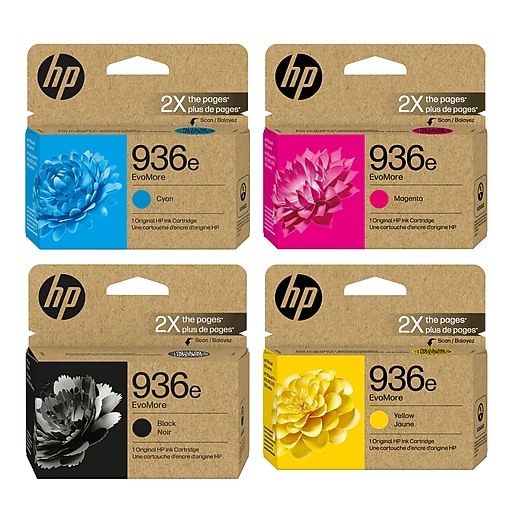 HP 936e EVOMORE Black/Cyan/Magenta/Yellow High Yield Ink Cartridges, 4 ...