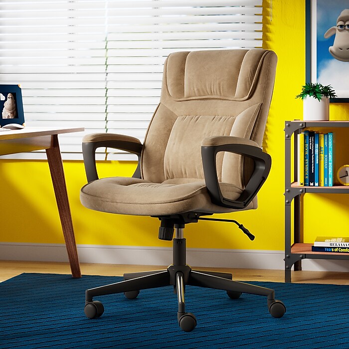 Serta Hannah I Ergonomic Microfiber Swivel Executive Chair Light Beige CHR200002 Staples