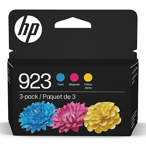 HP 923 Cyan/Magenta/Yellow Standard Yield Ink Cartridges, 3/Pack ...