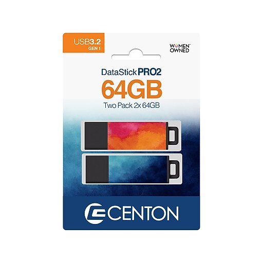 Centon DataStick Pro 2 64GB USB 3.2 Type-A Flash Drives, Watercolor ...
