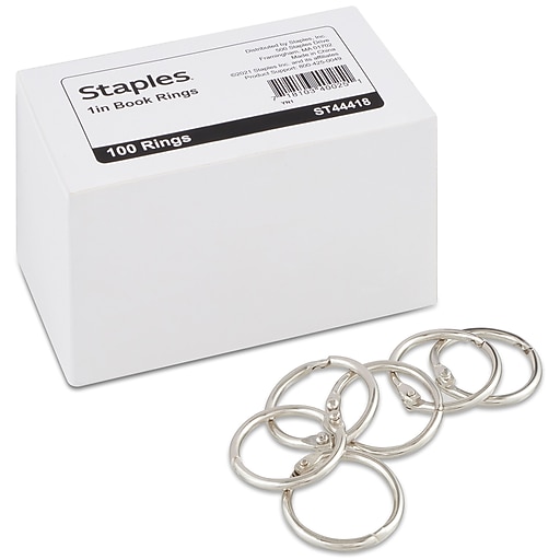 Staples Book Rings, 1", Silver, 100/Pack (44418) | Staples