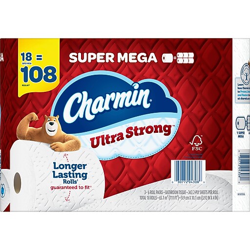 Charmin Ultra Strong Super Mega Toilet Paper, 2-Ply, White, 363 Sheets ...