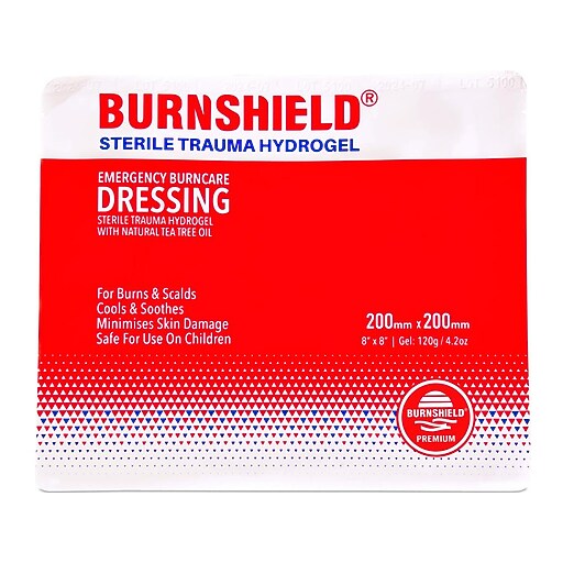 Burnshield Sterile Trauma Hydrogel Emergency Burn Dressing, 8" x 8", 5 ...