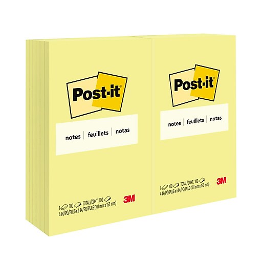 Post-it Notes, 4" x 6", Canary Collection, 100 Sheet/Pad, 12 Pads/Pack ...
