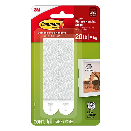 Command X-Large Picture Hanging Strips, White, 4 Strips/Pack (17217-ES ...